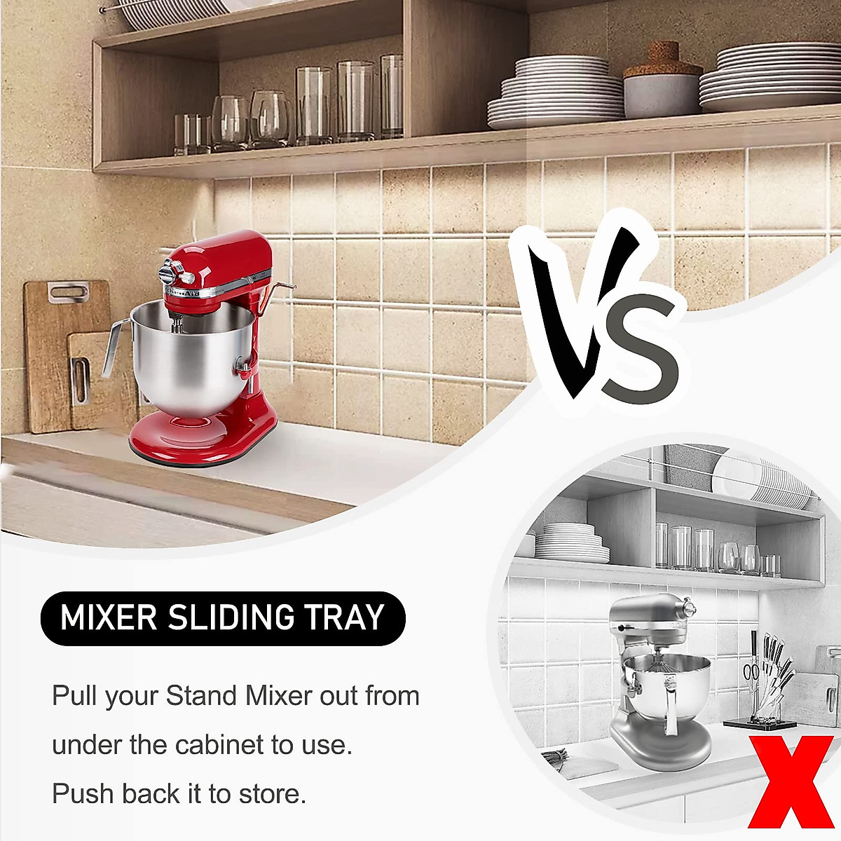 Upgrade Metal Mixer Slider for Kitchenaid 5-8 Qt Bowl Lift Stand Mixer,Sliding Mat Sliding Tray Slide Tray Mixer Mover for Kitchenaid Professional Series