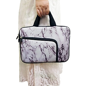 14 15 15.4 15.6 Inch Laptop Handle Bag Computer Protective Case Sleeve Neoprene Cover Compatible with MacBook Pro 15" 15.6" Dell Lenovo HP Asus Acer Sony Toshiba Chromebook Notebook (White Marble)