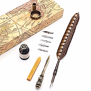 Antique Feather Copper Pen Stem Metal Nibbed Pen Writing Quill LL-14