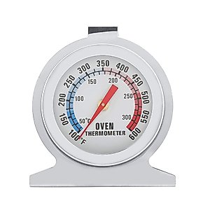 Stainless Steel Pointer Dial Oven Thermometer Instant Read Extra Large Dial Clearly Display Shows Marked Temperatures for Home Kitchens Cooking with Hook