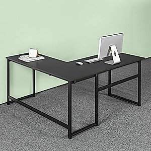 ZINUS Luke 59 Inch Black Metal Corner Desk / L-Shaped Computer Desk / Office Desk / Easy, Bolt Free Assembly