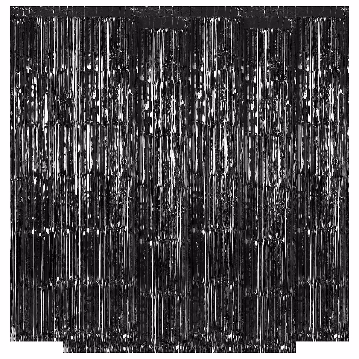 5 Pack Black Fringe Backdrop 3.2ft x 8.2ft Foil Curtain Tinsel Foil Fringe Curtains Backdrop Tinsel Backdrop Streamers for Birthday Curtain Party Decoration Wedding Christmas Decoration (Black)
