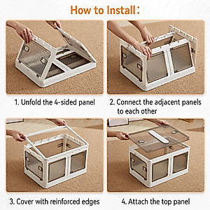 BTGGG Collapsible Storage Bins with Lids 3 Pack-14.5Gal Plastic Stackable Storage Bins Foldable with 5 Doors & Wheels,Foldable Storage Box Folding Storage Bins for Cloest Storage and Organizer