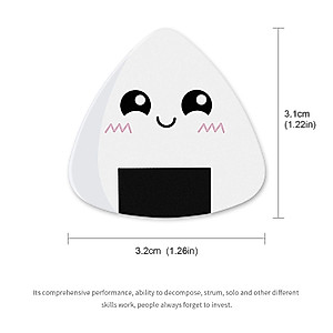 Dulphee Guitar Picks, Ukulele Picks White Sushi Rice Balls Pattern Guitar Picks Classical Triangle 0.96mm Heavy Guitar Plectrums 12 Pack for Bass, Acoustic & Electric Guitars