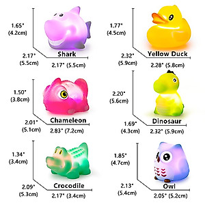 Woby Bath Toys for Toddlers 1-3,No Hole Light Up Bath Toys Baby Bathtub Toys Bathroom Floating Animal Set with Colorful Flashing LED Light for Baby (Funny Forest Animal Style)