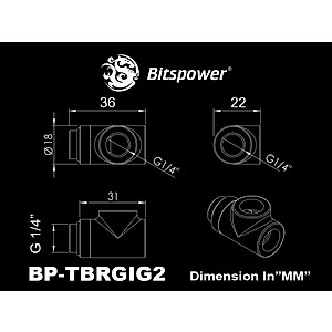 Bitspower T-Block Rotary Fitting, Black Sparkle