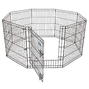 Petmate 30-Inch by 24-Inch 8-Panel Exercise Pen with Step Through Door,Black