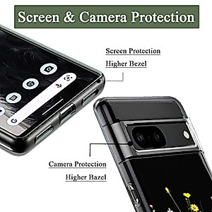 Unov Compatible with Pixel 7 Case Clear with Design Soft TPU Shock Absorption Slim Embossed Pattern Protective Back Cover for Pixel 7 5G 6.3inch (Flower Bouquet)