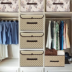 weallbuy Storage Boxes with Lids, 4 Foldable Storage Bins, Organizer Bins Set for Clothes Toys Books Cosmetics Sundries (Moring Glory)