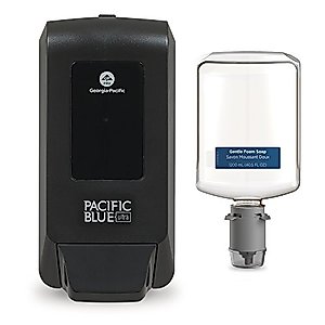 Georgia-Pacific (5305714) Pacific Blue Ultra Manual Push Soap Dispenser with Gentle Foam Hand Soap Refill Starter Kit