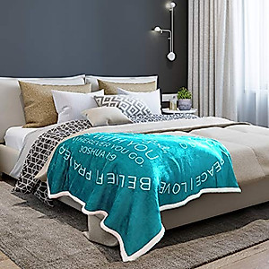 Bloom Enterprise Scripture Blanket - Religious Throw Blanket Makes Ideal Christian Gifts for Women - Prayer Blanket Has Bible Verse Joshua 1:9, Healing Blanket for Women & Christian Socks (Teal)