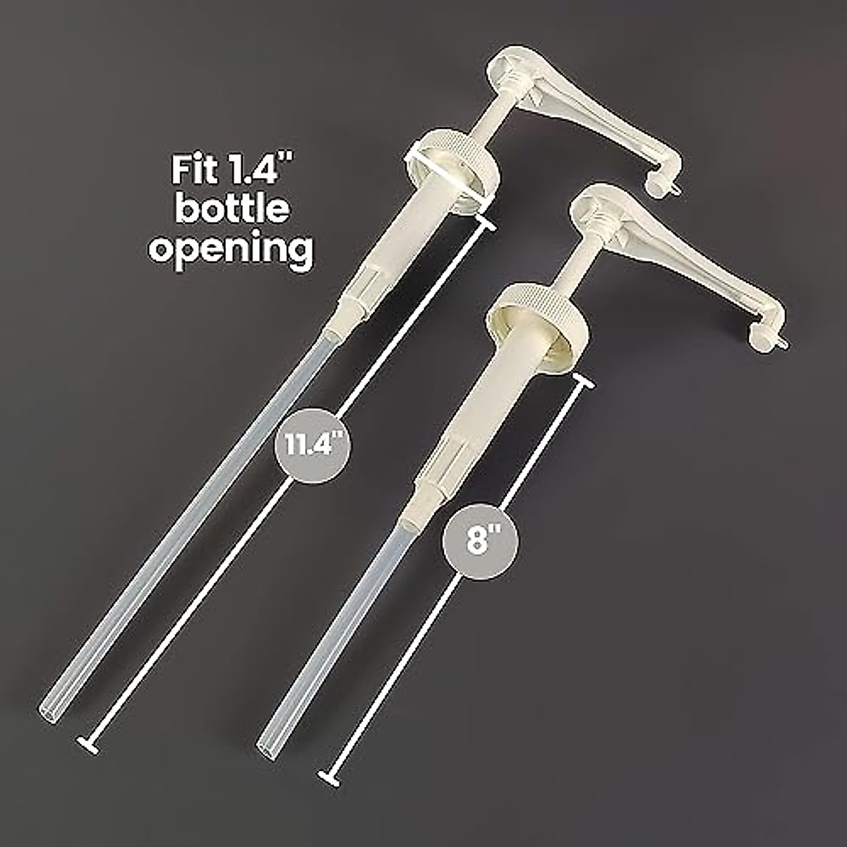 Gallon Pump Dispenser - 38/400 Pump Bottle Dispenser for Shampoo, Laundry Detergent, Liquid, Water, Popcorn Butter, Snow Cone Syrup, Oil - Fits Most 1 Gallon Jugs & One Gallon Containers, White 2pk