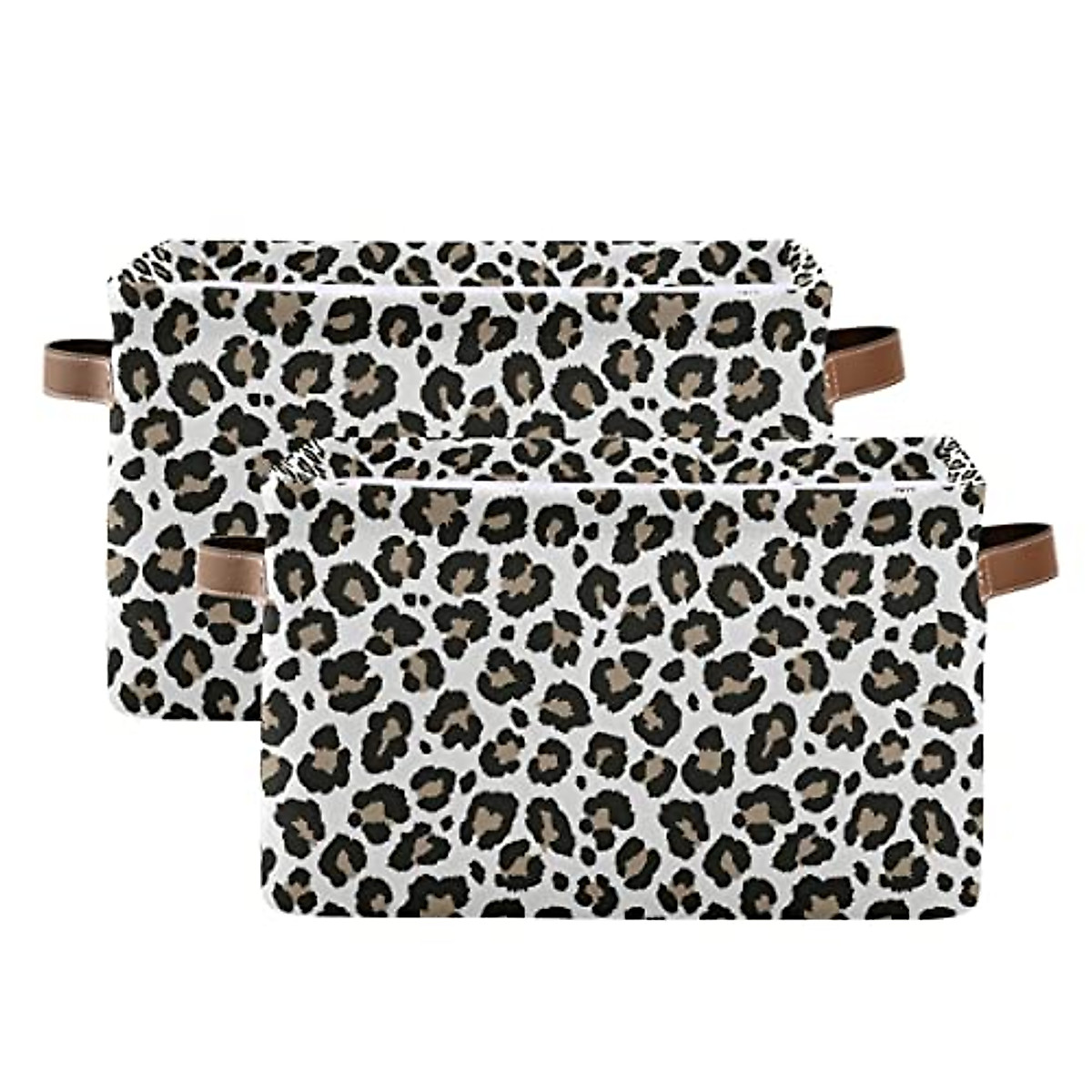 Leopard Cheetah Print Animal Skin Square Storage Basket Storage Bins Canvas Storage Organizer Closet Shelf Organizer for Home Office, 1 Pc