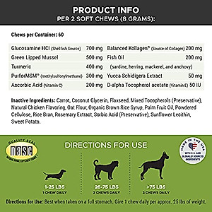 Pet Honesty PureMobility Glucosamine for Dogs - Premium Dog Joint Supplement Support with Glucosamine, Green-Lipped Mussel, Collagen & Turmeric - Advanced Hip & Joint Chews & Pet Joint Support - 60ct