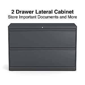 Lorell 2-Drawer Lateral File, 42 by 18-5/8 by 28-1/8-Inch, Charcoal