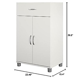 Pemberly Row Transitional 24" 1 Drawer/2 Door Base Storage Cabinet in White