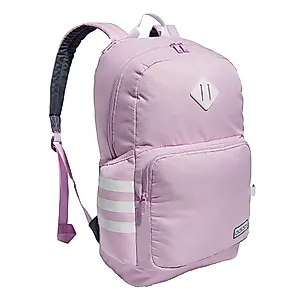 adidas Classic 3-Stripe Durable Backpack Student Athletic Sport Laptop Book Bag Discontinued, Bliss Lilac Purple/White/4.0, One Size
