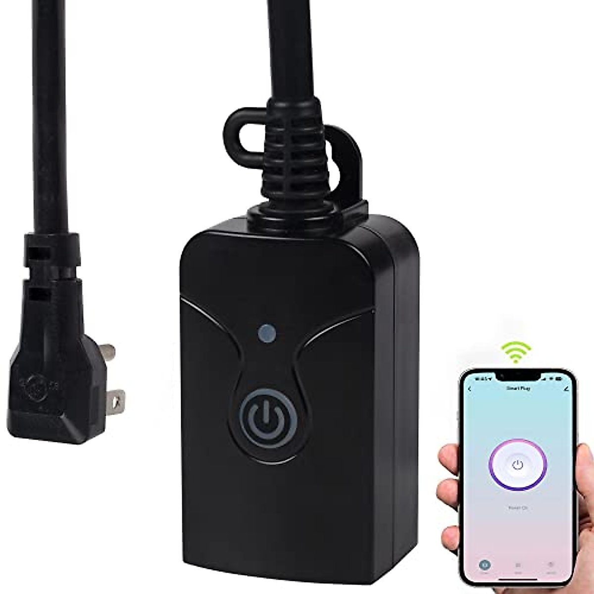 Outdoor Smart WiFi Plug Outlet, HBN Heavy Duty Wi-Fi Timer with One Grounded Outlet, Wireless Remote Control by App Compatible with Alexa and Google Home Assistant 2.4 GHz only, ETL Listed (1 Pack)