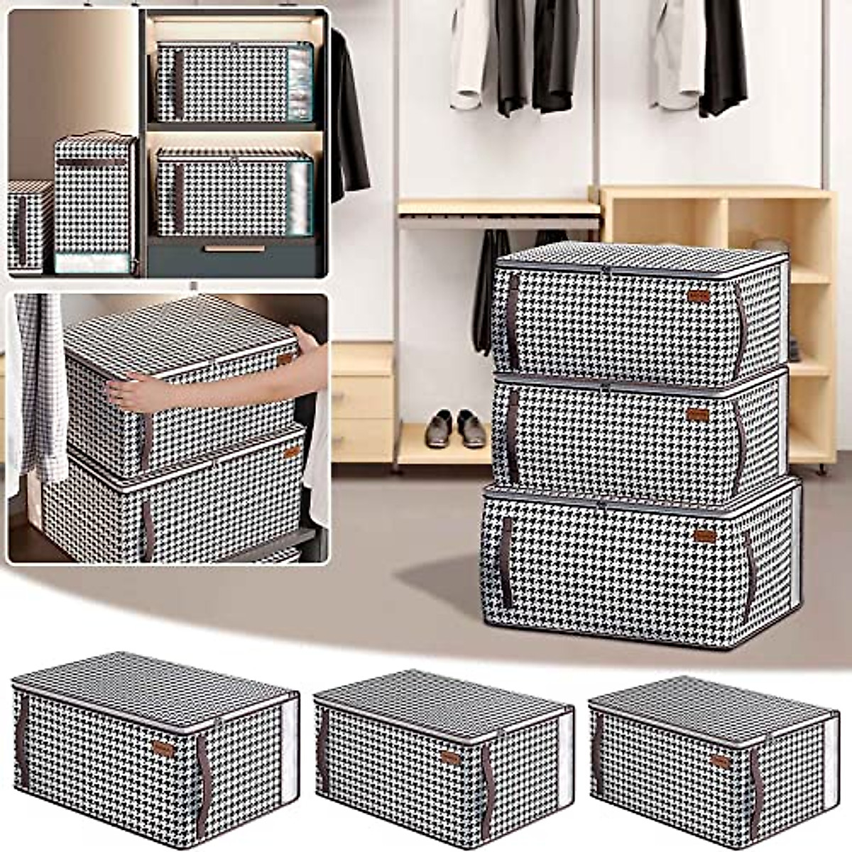 Qiopertar Visual Clothes Storage Bag Wardrobe Sorting Storage Box Portable Storage Bag Winter Quilt Storage Box