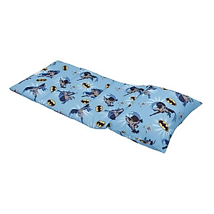 Batman - Blue, Grey & Yellow Deluxe Easy Fold Toddler Nap Mat, Blue, Yellow, Black, Grey
