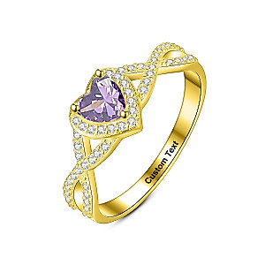 Birthstone Promise Rings Heart Love Ring 1 Stone for Women Mothers Day Gifts With Birthstones Her Best Friends Jewelry Mother Daughter Personalized Engraved Custom Name Sterling Silver (1)
