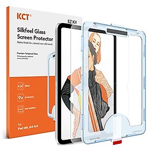 KCT Nano-Texture Glass Screen Protector Compatible with iPad 10th Generation (10.9 Inch, 2022), Silkfeel, Compatible with Apple Pencil, EZ Kit, Touch Like Silk, Tempered Glass, Anti-Glare