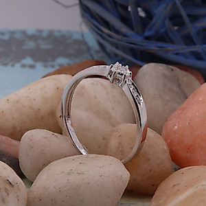 Dazzlingrock Collection 0.08 Carat (ctw) Sterling Silver Round Diamond Ladies Solitaire With Accent Engagement Ring, Size 7