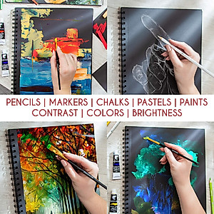 Black Sketchbook (Pack of 2, 60 Sheets) 9X12” - Heavyweight Paper 150GSM / 100 lbs, Perfect for Graphite & Colored Pencils, Charcoal, Chalk, Pack of 2 x Professional Black Drawing Paper ZENACOLOR