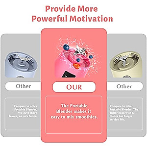 Portable Blender, Personal Blender for Shakes and Smoothies, Blender shake Smoothie for Kitchen Personal Size Blenders with Rechargeable USB, 380Ml Traveling Fruit Veggie Juicer Cup With 6 Blades