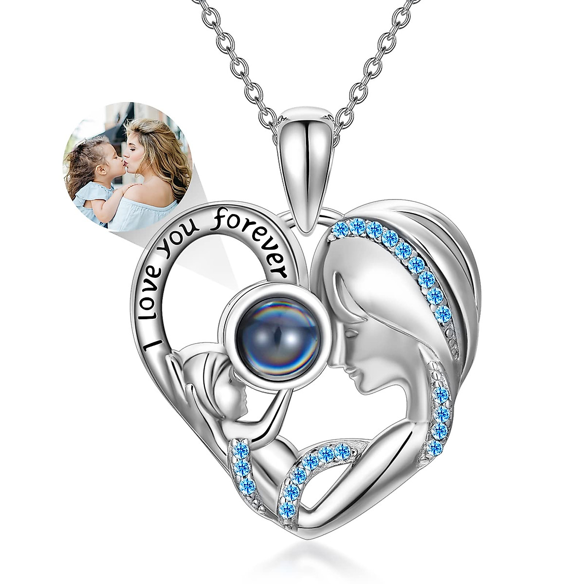 Dorunmo Personalized Photo Projection Pendant Necklace Mother Projection Picture Necklace jewelry Romantic Gifts for Women Birthday Anniversary Mother's Day Gift