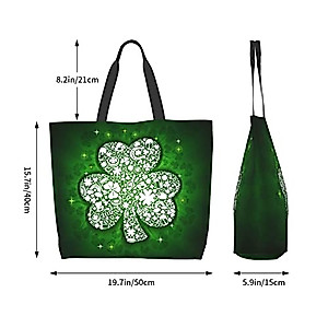 Gelxicu Green Clover Shoulder Tote Bags St Patrick Casual Bag Cute Shoulder Handbags Shopping Bags