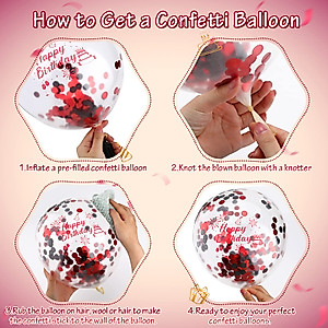 16 Pcs Red Black Confetti Latex Balloons, 12 Inch Red Black and White Happy Birthday Decoration Balloons for Red Black Themed Men Women Birthday Wedding Anniversary Graduation New Year Party Supplies