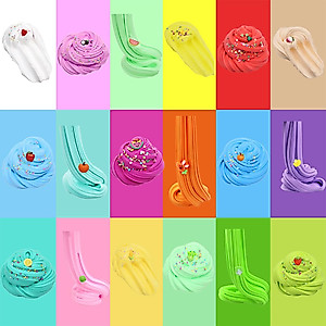 24 Pack Mini Butter Slime Kit,with Pink Watermelon, Ice Cream and Cake Slime Etc. Color Slime and Slime Charms,Soft and Non-Sticky,DIY Scent Slime Party,Stress Relief Sludge Toy for Boys and Girls