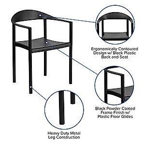 EMMA + OLIVER 1000 lb. Capacity Black Plastic Cafe Stack Chair