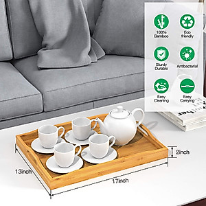 Bamboo Bed Tray Table with Foldable Legs & Extra Large Bamboo Serving Tray Food Tray