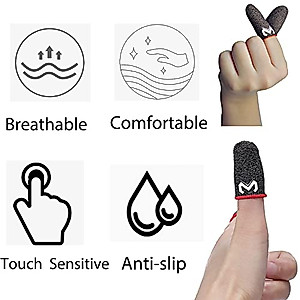 Cell Phone Gaming Finger Sleeves, Anti-Sweat Breathable Game Controller Finger Thumb Sleeves, Durable Gamer Thumb Protector Covers Silver Fiber, Smooth Operation, Finger Sleeve for Phone Games, 6 PCS