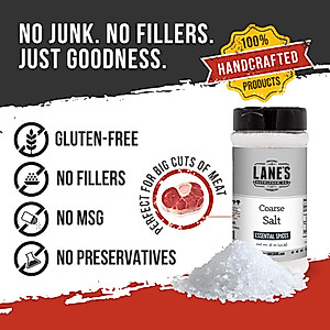 Lane's Kosher Salt Coarse Sea Salt Seasoning, All-Natural Premium Coarse Salt for BBQ, Gluten-Free Coarse Kosher Salt, No MSG, Made in USA, 16 Oz