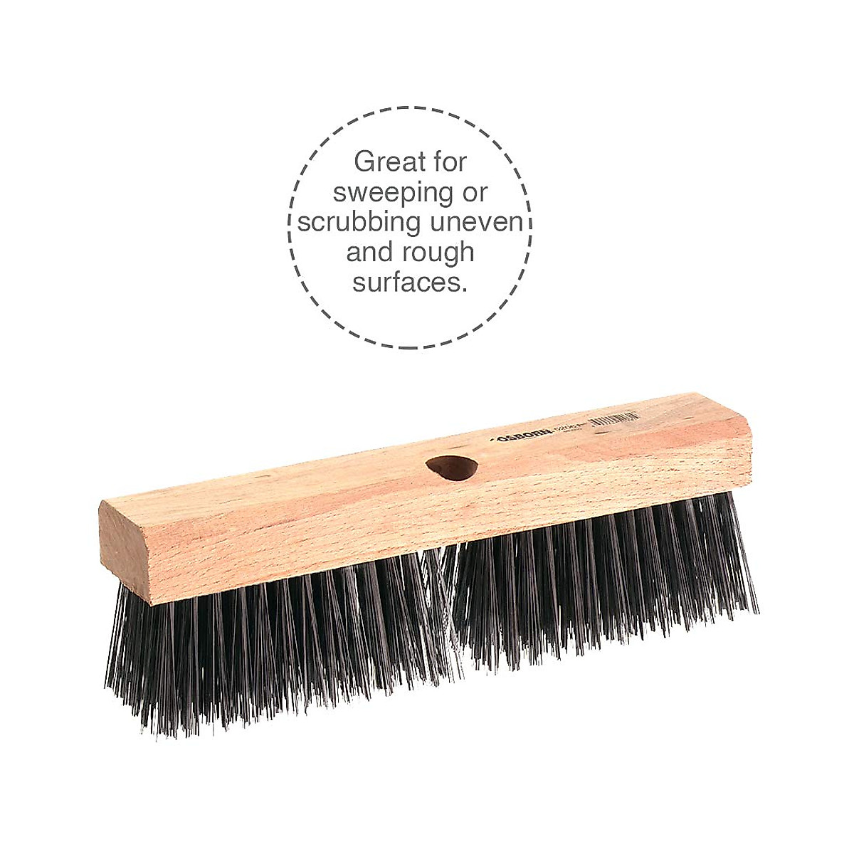Osborn 52061SP Block Style Wire Broom Head, Heavy Duty Scrubbing and Sweeping, Cold Drawn Wire Fill Material, 12" Block Head Length, 2-3/8" Block Width, 2-1/2" Trim Length, 12-1/2" x 2-1/2" Brush Face
