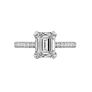 DIAMONBLISS Platinum Plated Silver Classic Emerald Cut Cubic Zirconia Cocktail Ring (8)