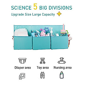 Ruyahort Durable Baby Organizer Sturdy and – Hanging Diaper Caddy Organizer –Diaper Stacker for Changing Table, Crib, Playard or Wall-GREEN…