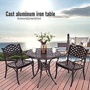 Puluomis Outdoor Patio Retro Bistro Cast Aluminum Dining Chairs, 2 Sets