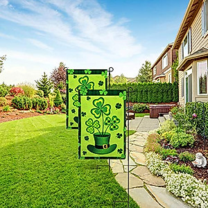 Tatuo Happy St. Patrick's Day Garden Flag Double Sided Holiday Yard Flag Shamrocks Green Hat Decorative Garden Flag Burlap Yard Winter Flag for Garden and Home Decorations (12.5 x 18 Inch)