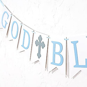 God Bless Banner - God Bless Banner Baptism，baby Shower Banner for Girl/boy，baptism Banner，first Communion Banner，banner for Baby Shower Photo Prop Party Decorations