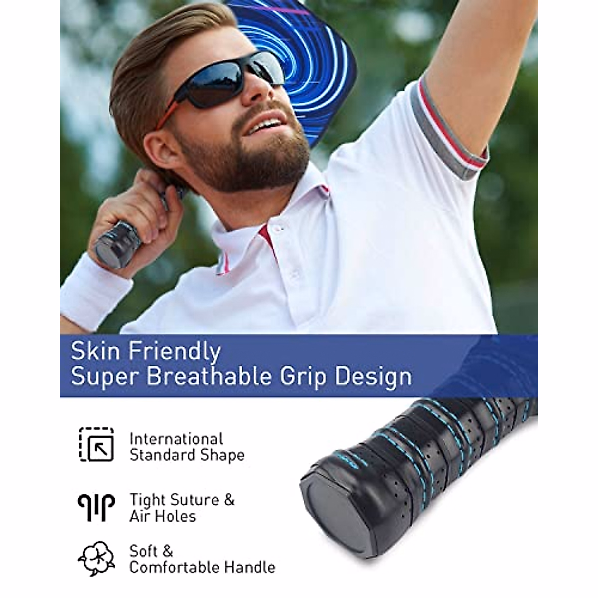 Pickleball Paddles 2 Pack, Fiberglass Surface Pickleball Set of 2 Rackets and 4 Pickleballs Balls, Lightweight Pickleball Rackets Ball Sets, Pickle-Ball Set with Portable Bag for Men Women