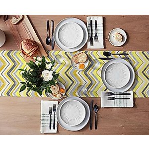 Big buy store Table Runner Geometric Chevron Zig Zag Stripe Cotton Line Table Covers for Dinner Kitchen Wedding Indoor and Outdoor Parties Nordic Design Yellow Table Setting Decor -13 x 36 inch