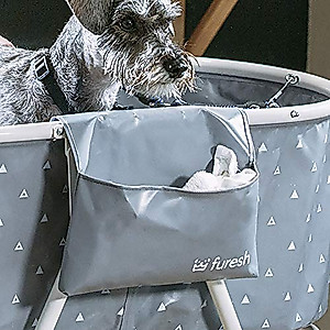 Furesh Insider Dog Bath Tub and Wash Station for Bathing Shower and Grooming, Elevated Foldable and Portable, Indoor and Outdoor, for Small and Medium Size Dogs, Cats and Other Pet (Gray)