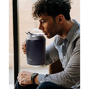 Trebo 50 oz Stainless Steel Mug Tumbler with Handle, Vacuum Insulated Large Iced Coffee Cup with Lids and Straws,Reusable Water Bottle Trave Flask Jug Keeps Drinks Cold up to 36 Hrs,Sweat Proof,Black