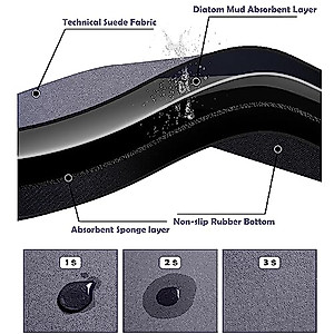 Taiyang Drying Mat for Kitchen Counter, Absorbent Drainer Mats, Dish Drying Pad with Non-Slip Bottom, Heat-Resistant, Suitable for Kitchen, Pet Drinking, Diatom Mud Mat(Graphite Black, 12"x16")