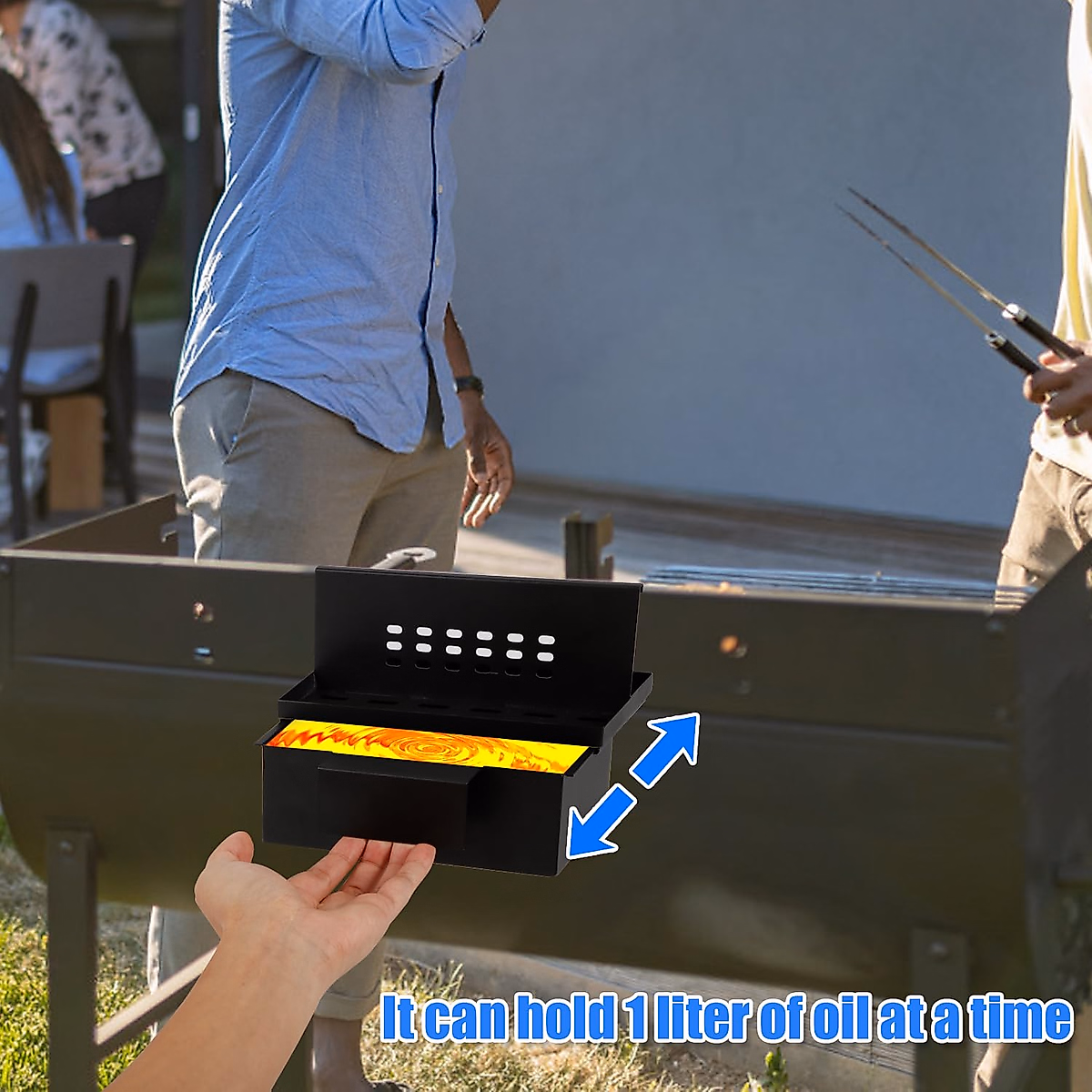 Rear Grease Catcher for Blackstone Griddle 36''/28''/22''/17'', Innovative Pull-out Grease Gate Large Capacity Drip Pans Grease Trap Upgrade Integrated Drainage Funnel Cup for Blackstone Accessories