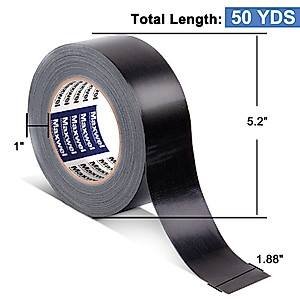 Black Duct Tape Heavy Duty - 1.88 in 50 YDS Waterproof No Residue Tearable Large Max Strength Adhesive Duct Tape for Outdoor Use,Multi Purpose Home Repair,Industrial Professional Fix 1 Roll